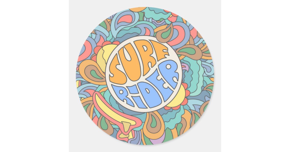 Surf Rider Pattern Classic Round Sticker | Zazzle