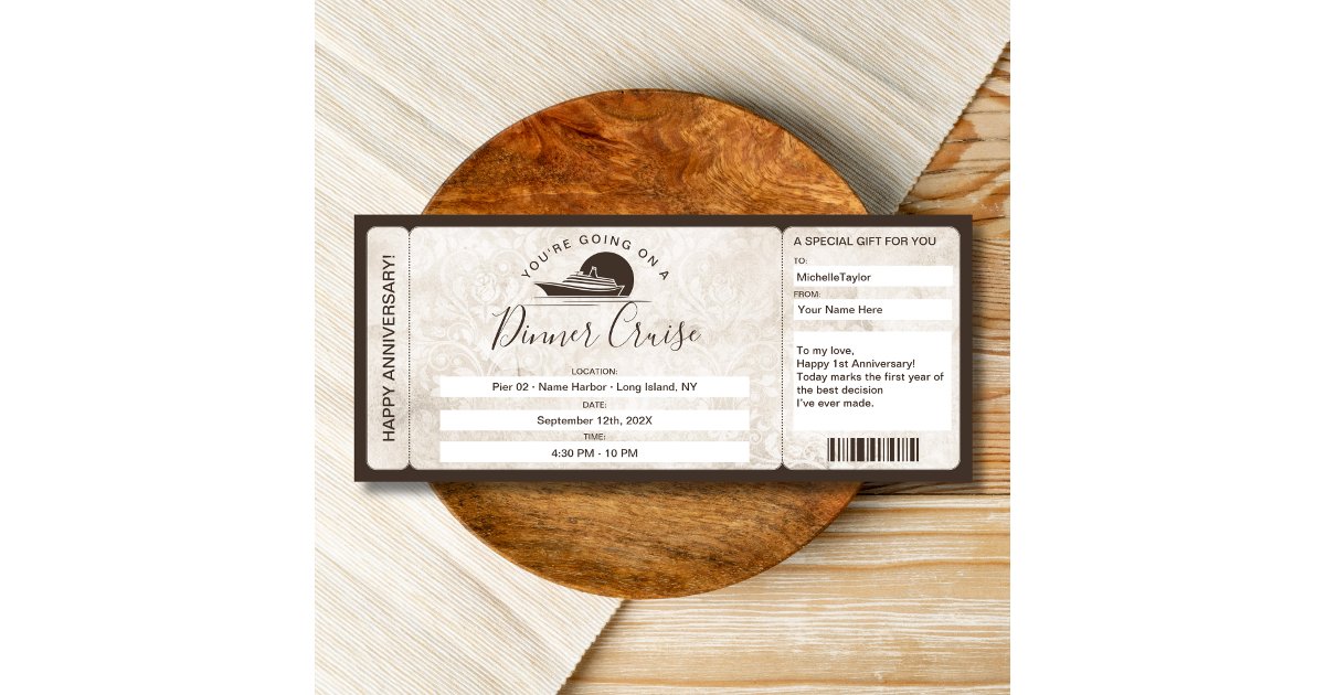 Surprise Coupon Boarding Pass Ticket Cruise Dinner Invitation | Zazzle