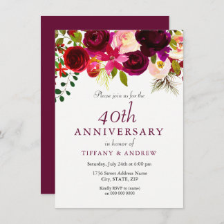 Ruby Wedding Anniversary Invitations & Announcements | Zazzle.co.uk