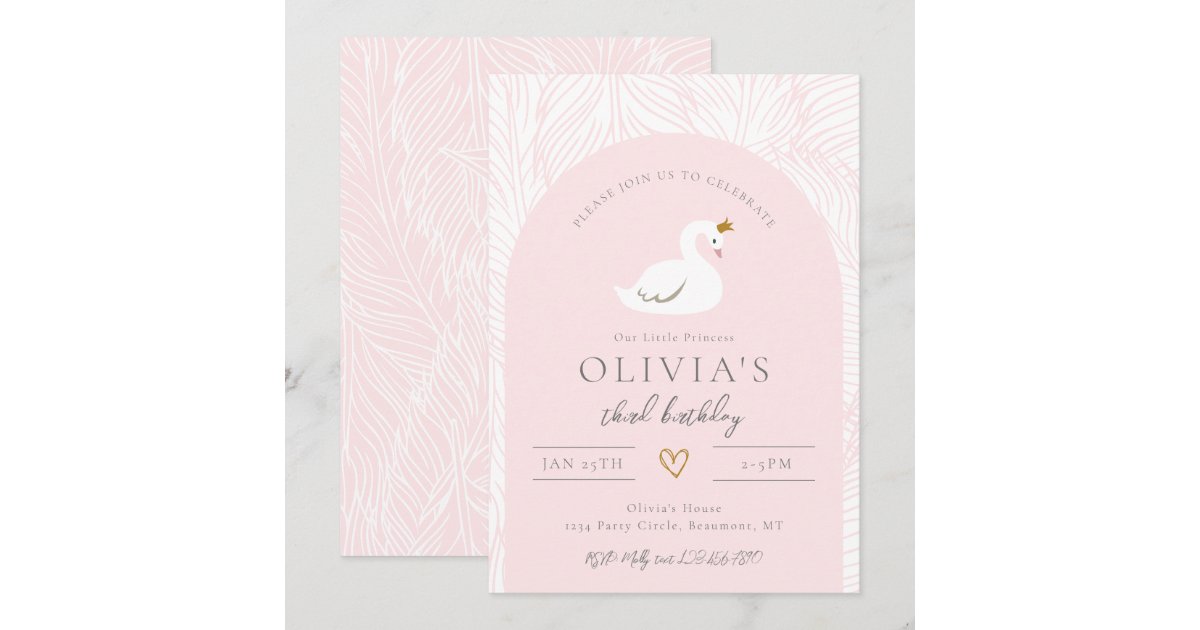 Swan Birthday Invitation | Swan Invitations | Zazzle