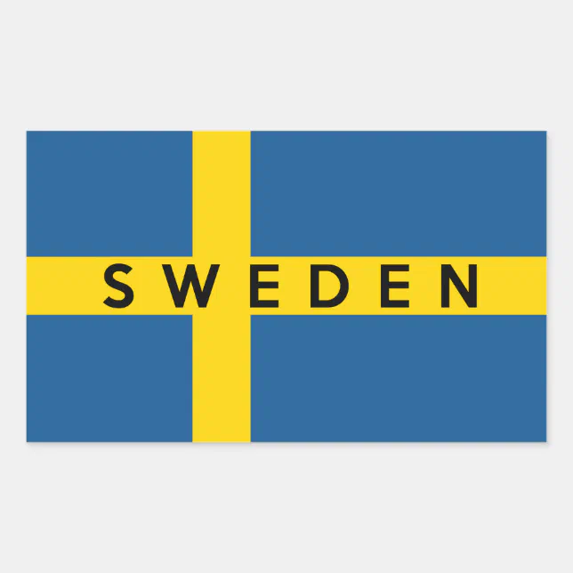 sweden country flag symbol name text rectangular sticker | Zazzle