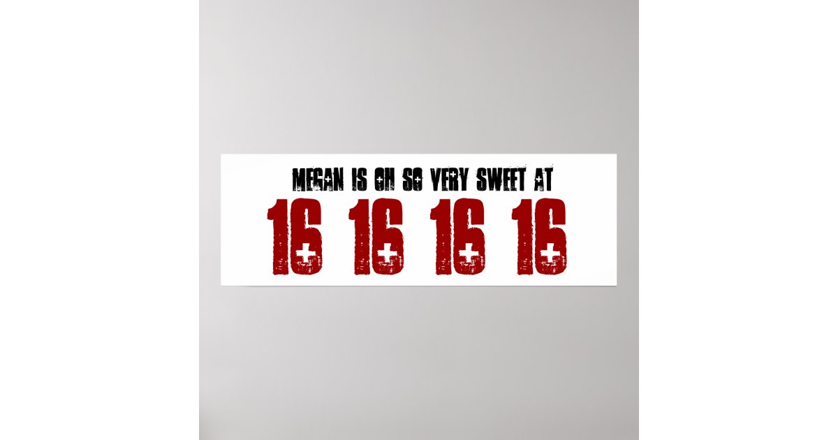 Sweet 16 Sixteen Birthday Party Banner Custom Name Poster | Zazzle
