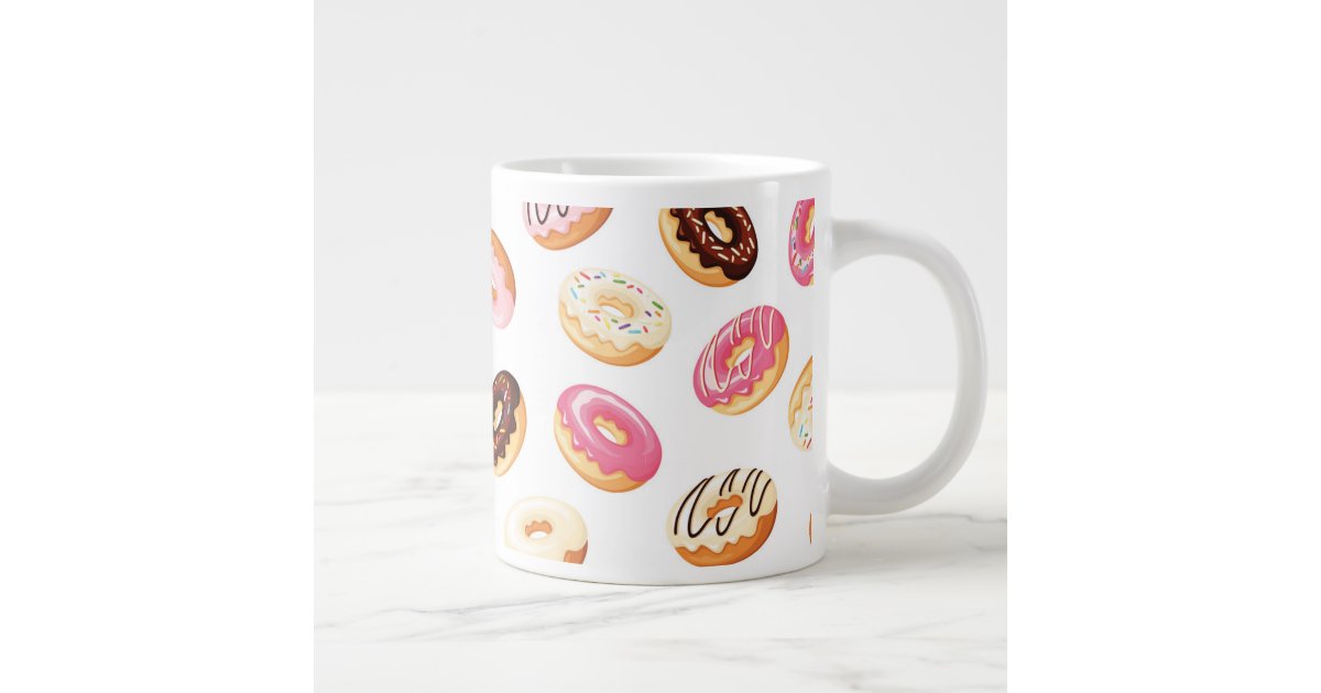 Sweet Doughnut Pattern Large Coffee Mug | Zazzle