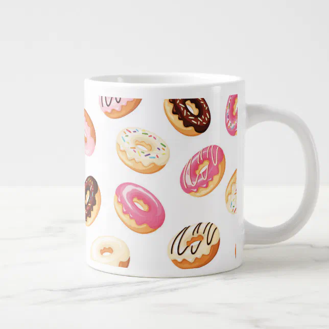Sweet Doughnut Pattern Large Coffee Mug | Zazzle
