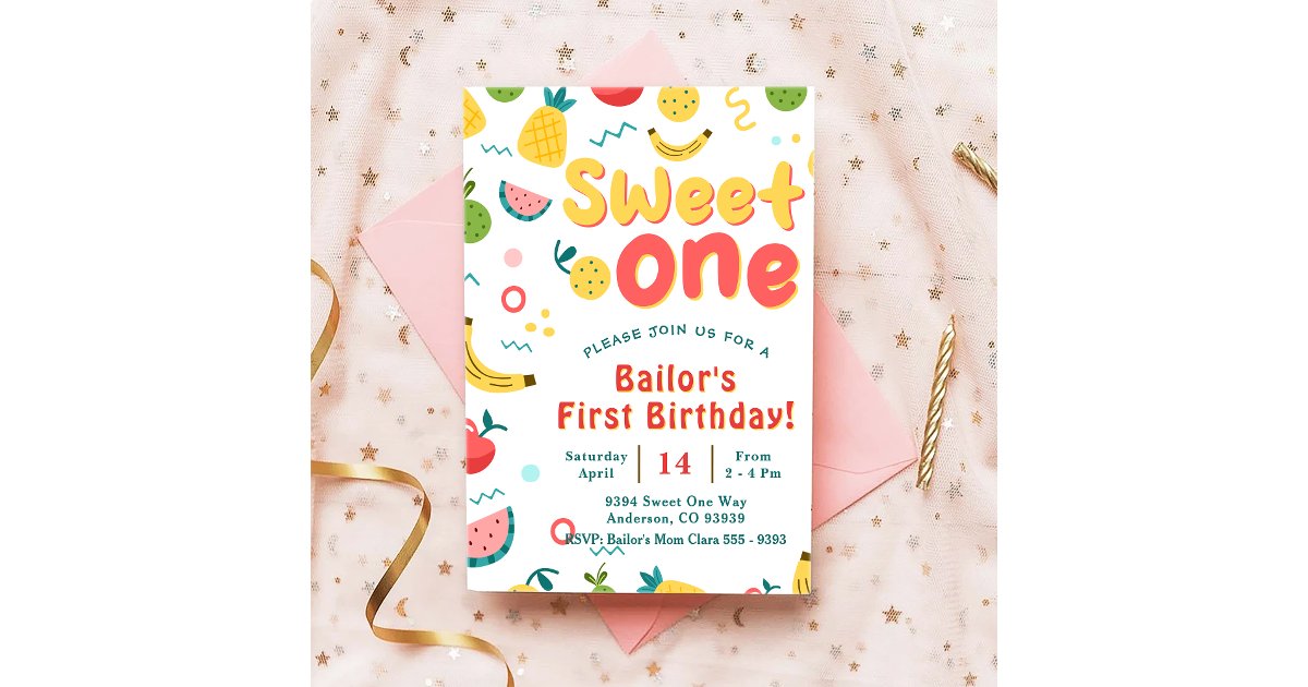 Sweet One | Fruit Party Birthday Invitation | Zazzle