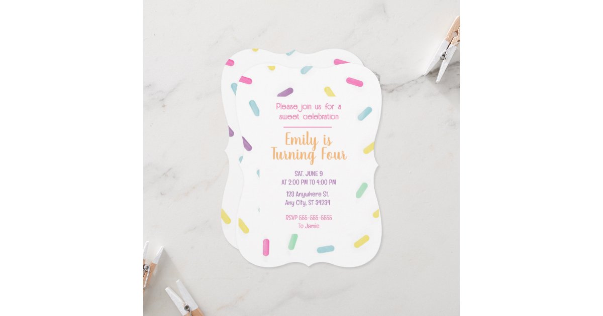 Sweets Sprinkles Birthday Invitation | Zazzle