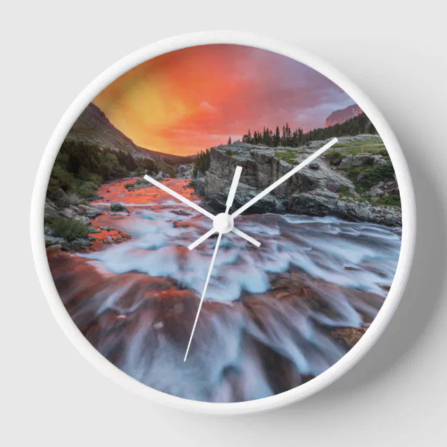 Swiftcurrent Falls | Glacier National Park Montana Clock | Zazzle