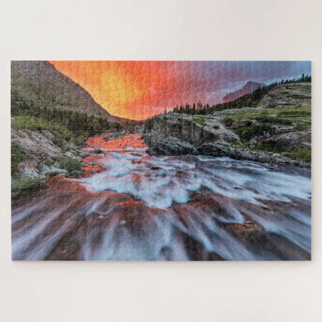 Swiftcurrent Falls | Glacier National Park Montana Jigsaw Puzzle | Zazzle