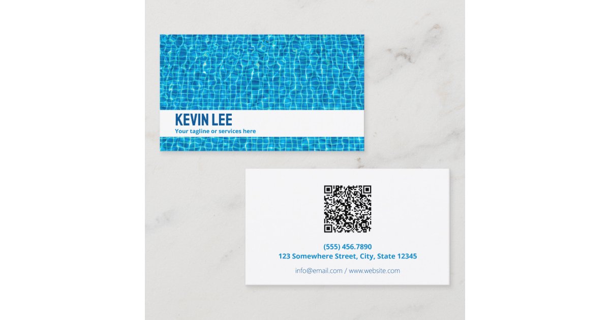 ‍♂️ ‍♀️ Swimming Pool Custom QR Business Card | Zazzle