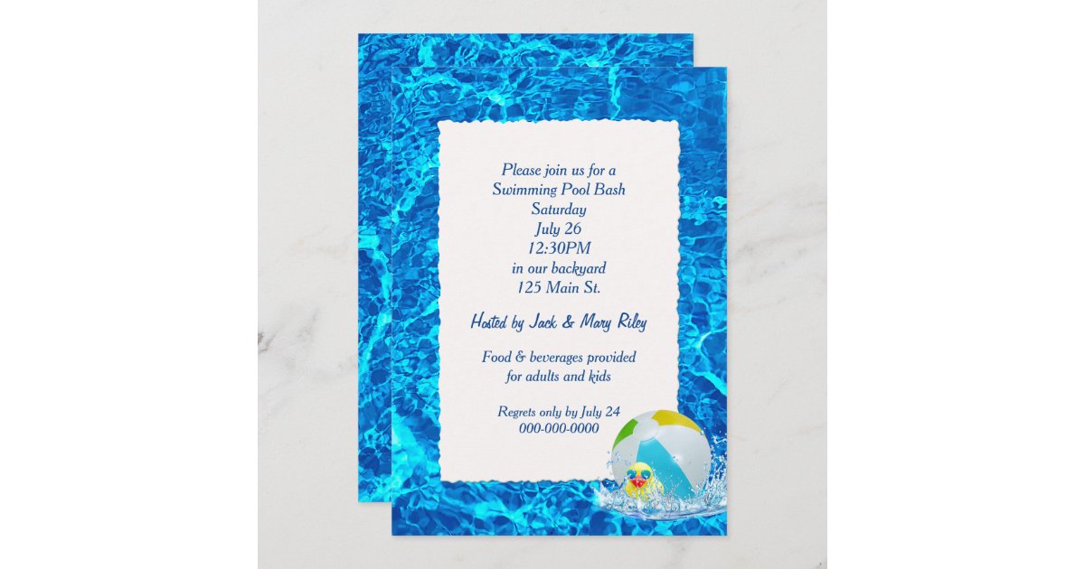 Swimming Pool Party Invitation | Zazzle