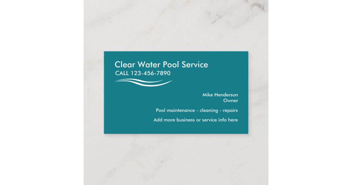 Swimming Pool Service Business Card | Zazzle