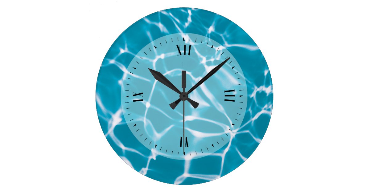 Swimming pool water reflection large clock | Zazzle.co.uk