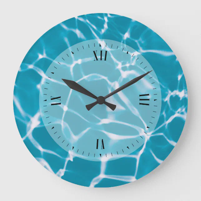 Swimming pool water reflection large clock | Zazzle
