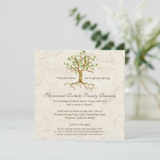 Swirl Tree Roots Antiqued Family Reunion Invite | Zazzle