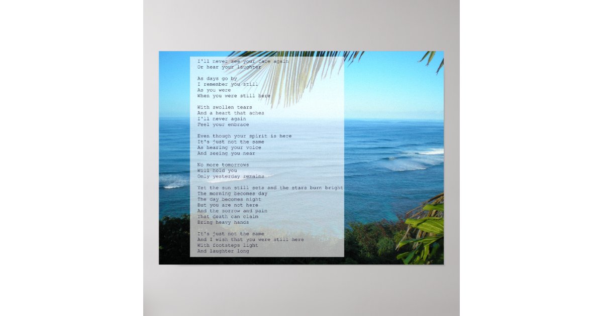 Sympathy and Grief Poem- Hawaii Sea Poster | Zazzle.co.uk