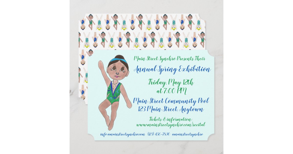 Synchronised Swimming Swim Team Pool Exhibition Invitation | Zazzle