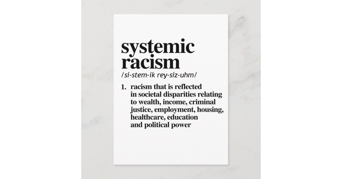 Systemic Racism Definition Postcard | Zazzle