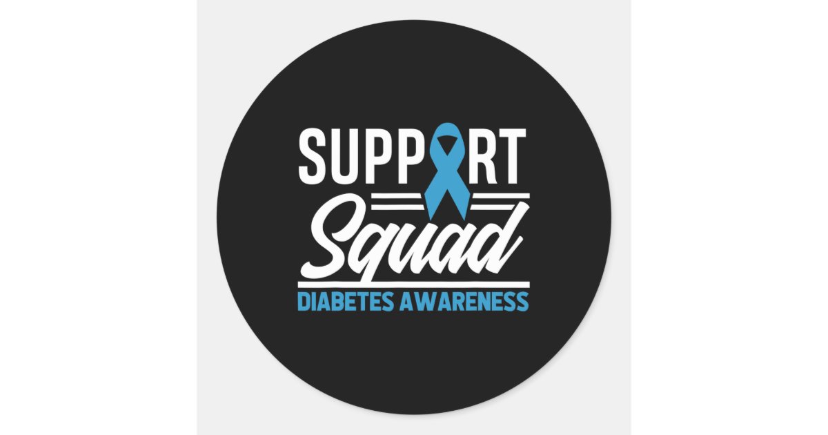 T1D T2D Warrior Support Squad Diabetes Awareness Classic Round Sticker ...