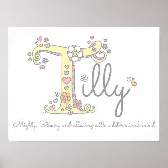 T for Tilly monogram letter art name meaning Poster | Zazzle.co.uk