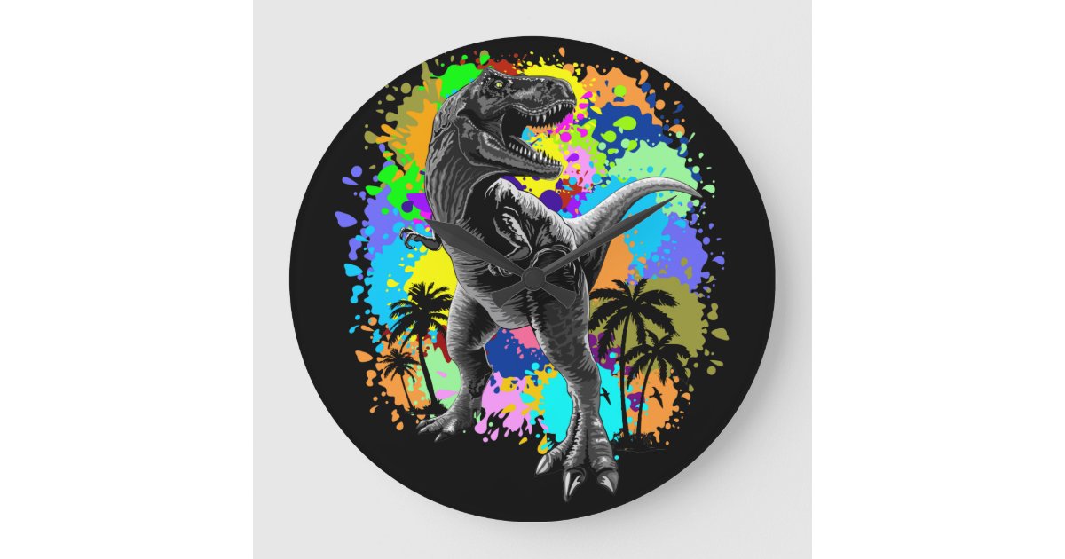 T-Rex Dinosaur Jurassic Reptile Acrylic Wall Clock | Zazzle