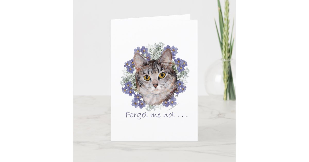 Tabby Cat Forget-Me-Not Card | Zazzle