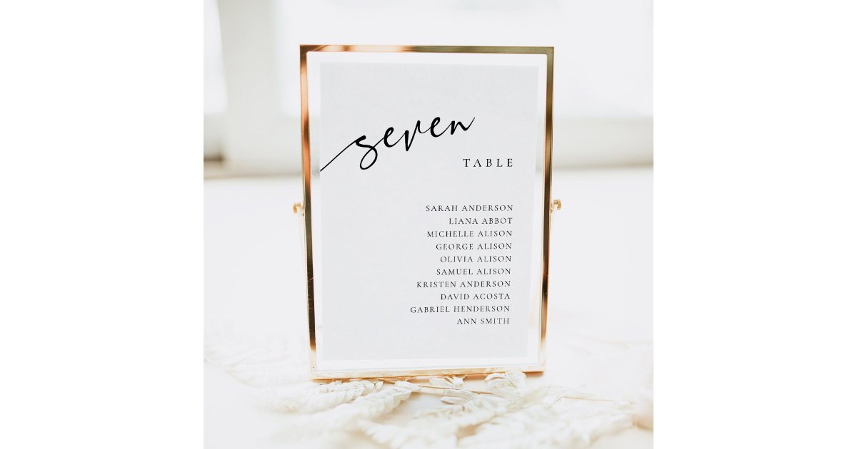 Table Number 7 Seven Seating Chart Card | Zazzle