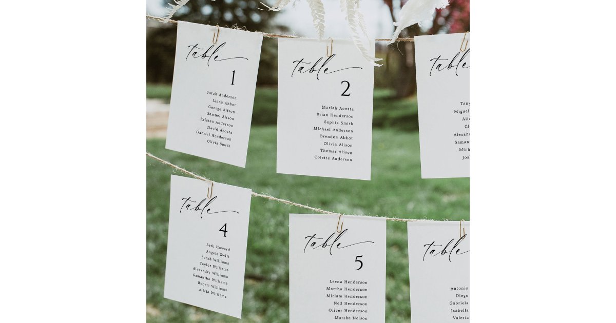 Table Number Seating Chart Hanging Card | Zazzle