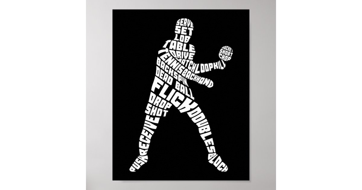 Table Tennis Typography Ping Pong Word Art Poster | Zazzle