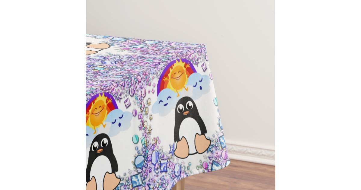 Tablecloth Valentine's Day Penguin Hearts | Zazzle