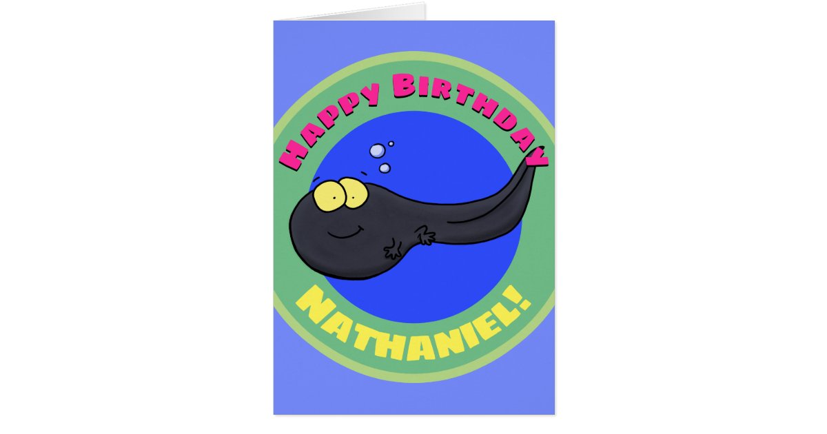 Tadpole cute cartoon birthday greeting card | Zazzle