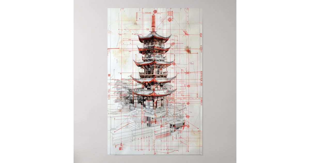 Taiwan Taoist Temple Char Art Poster"Description: Poster | Zazzle