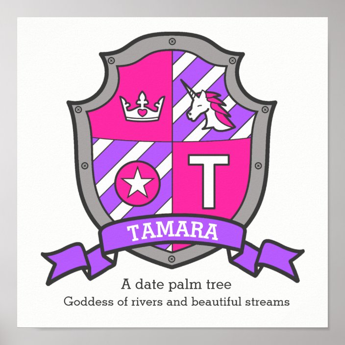 Tamara name meaning heraldry crest unicorn poster | Zazzle.co.uk