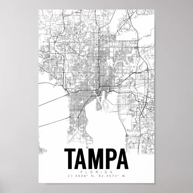 Tampa Florida Minimalist Map Art Poster | Zazzle