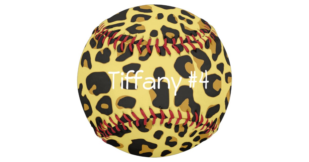 Tan and Black Cheetah Print Softball | Zazzle