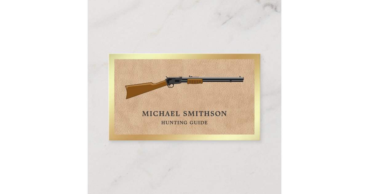Tan Leather Shotgun Rifle Gun Shop Gunsmith Business Card | Zazzle