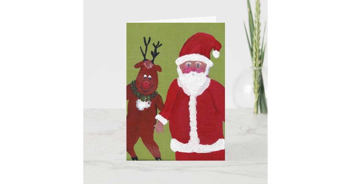 Tap Dancing Reindeer & Santa CARD - Today's Best | Zazzle