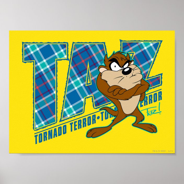 TAZ™ Tornado Terror Plaid Poster | Zazzle.co.uk