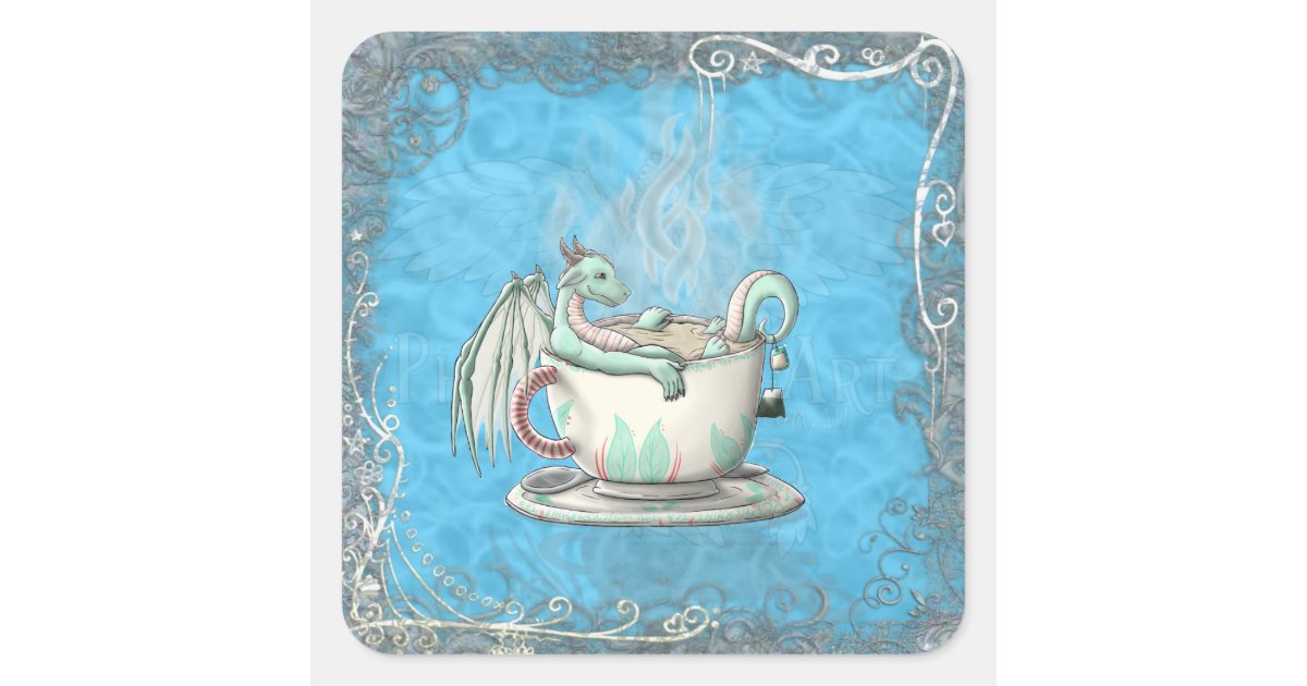 Tea Cup Dragons: Peppermint Square Sticker | Zazzle
