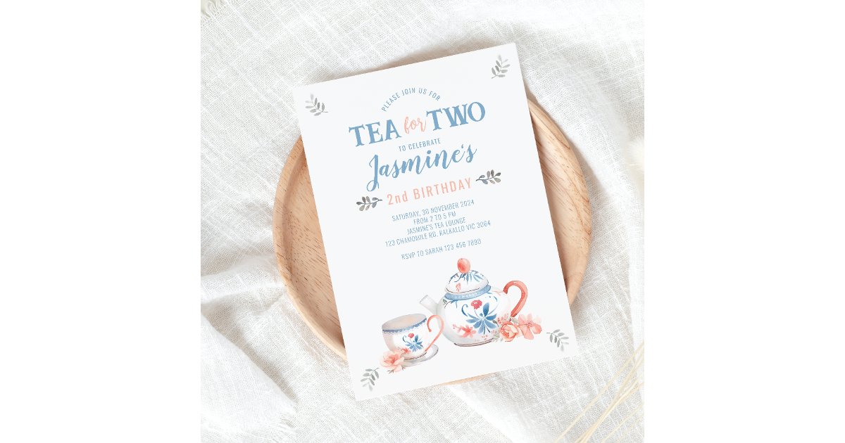 Tea for Two Birthday Invitation | Zazzle