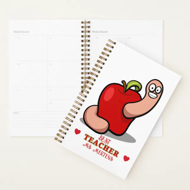 Teacher Appreciation Worm in Apple Add Name Planner | Zazzle
