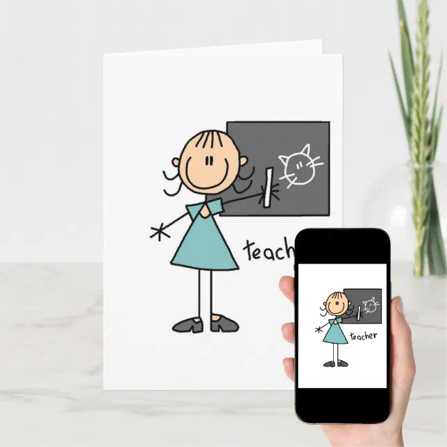 Teacher Stick Figure Card | Zazzle