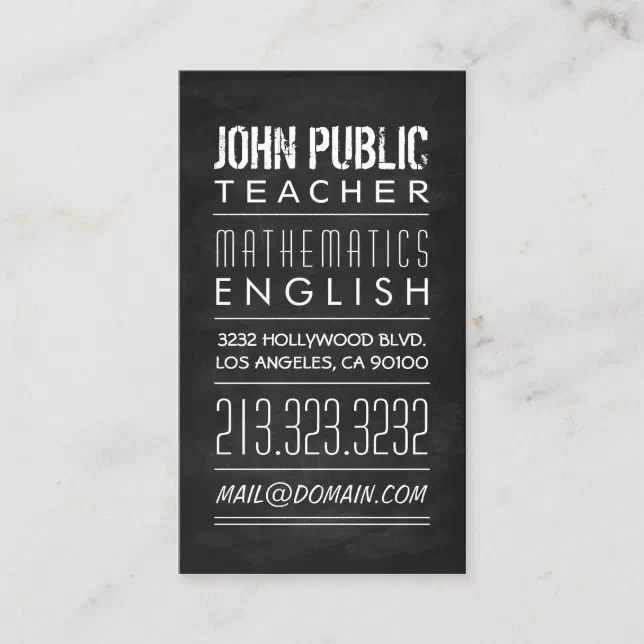 Teacher Tutor Chalkboard Business Card | Zazzle