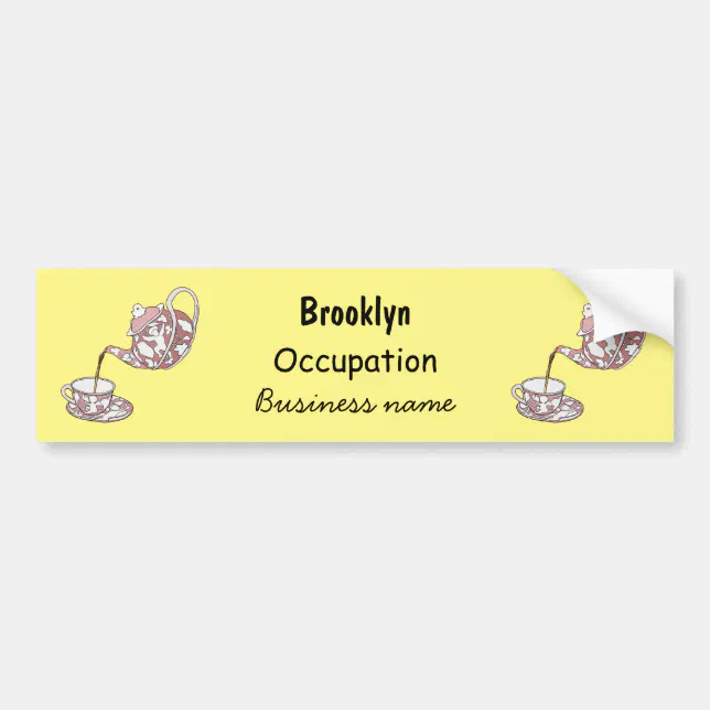 Teacup set cartoon illustration bumper sticker | Zazzle