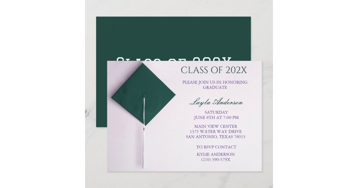 Teal Graduation Cap Invitation | Zazzle