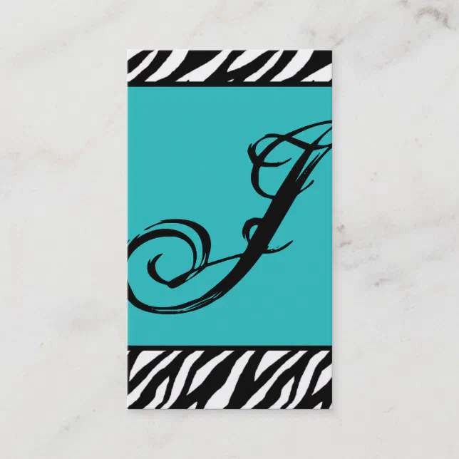 Teal Turquoise Zebra Print Pattern Business Card | Zazzle