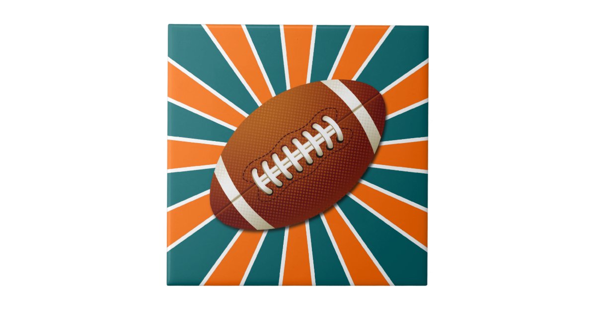 Team Colours Retro Orange and Teal Football Tile | Zazzle