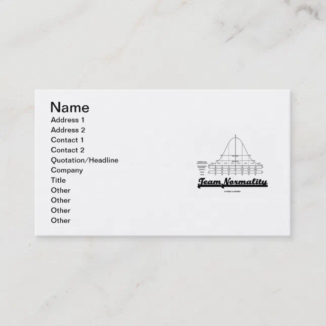 Team Normality (Normal Distribution Curve Stats) Business Card | Zazzle