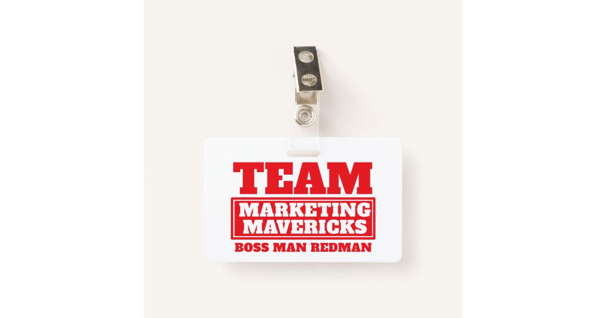 Team red personalised name team building badge ID badge | Zazzle