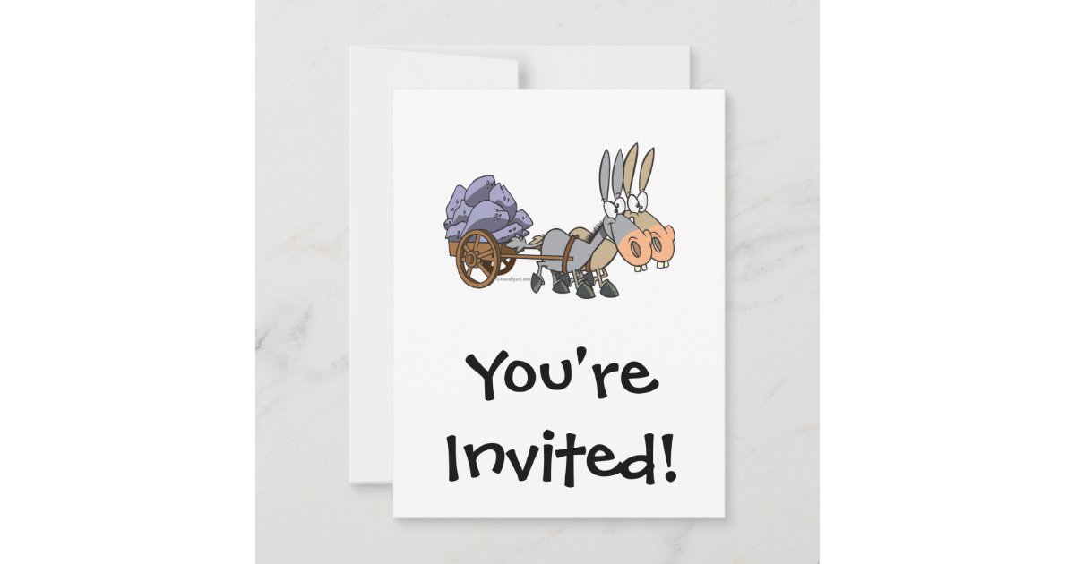 teamwork donkeys mules cartoon invitation | Zazzle