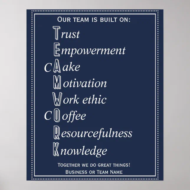 Teamwork Motivational Acrostic Poster | Zazzle
